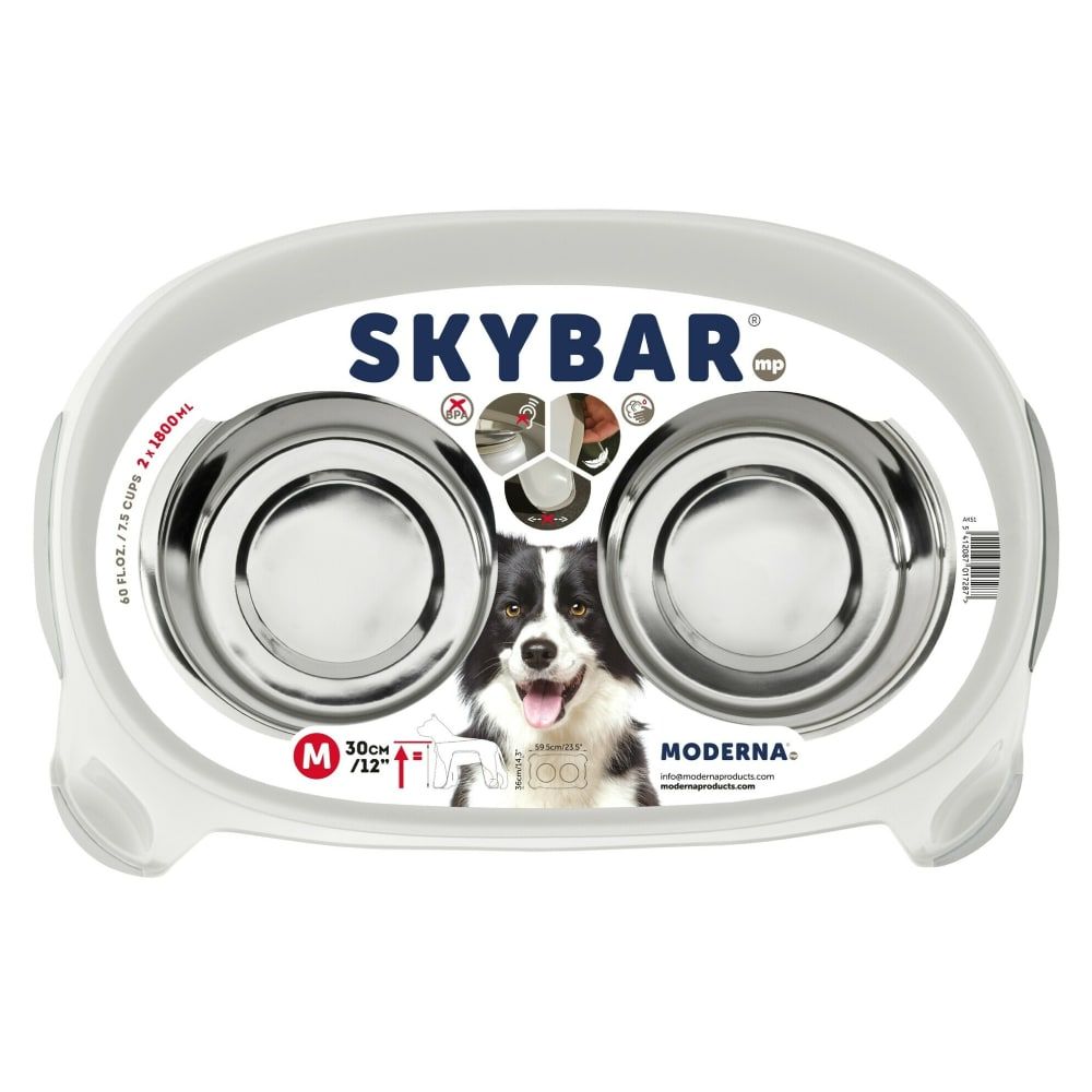 MODERNA Skybar 12" Medium Sto sa činijama za pse Bela | Gigatron