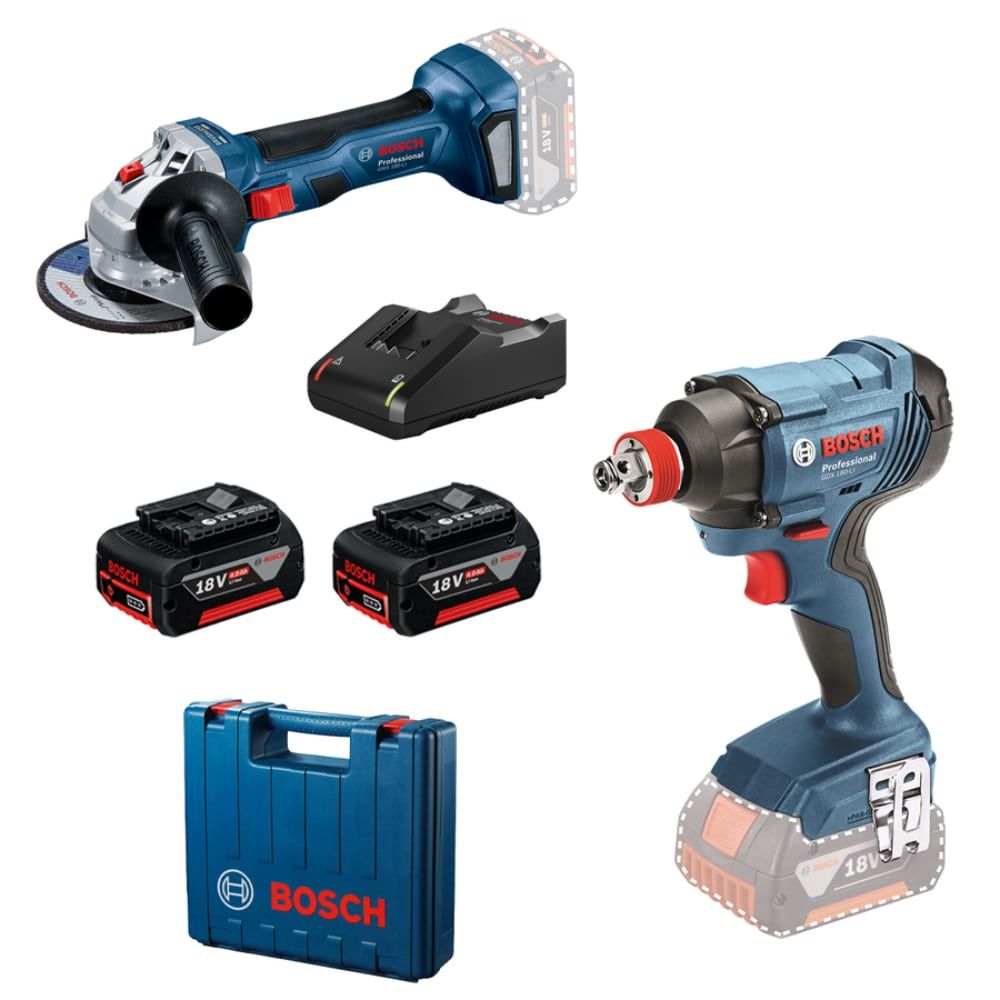 BOSCH 0615990N1U GDX 180-Li Akumulatorski rotacioni udarni odvrtač + GWS 180-Li Akumulatorska ...